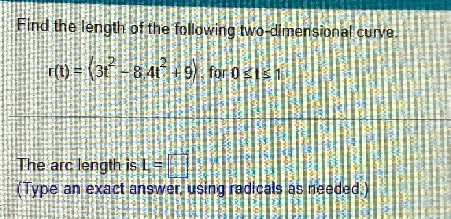 Solved Find the length of the following two-dimensional | Chegg.com