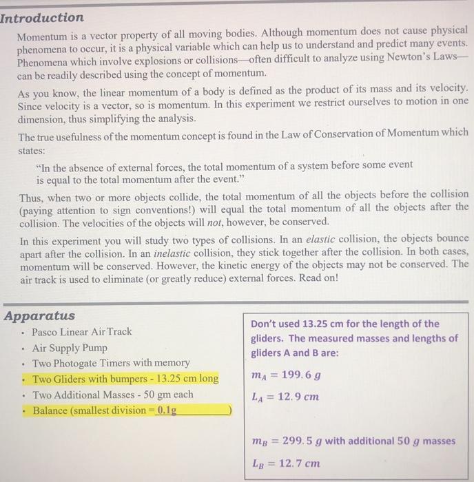 Solved Introduction Momentum is a vector property of all | Chegg.com