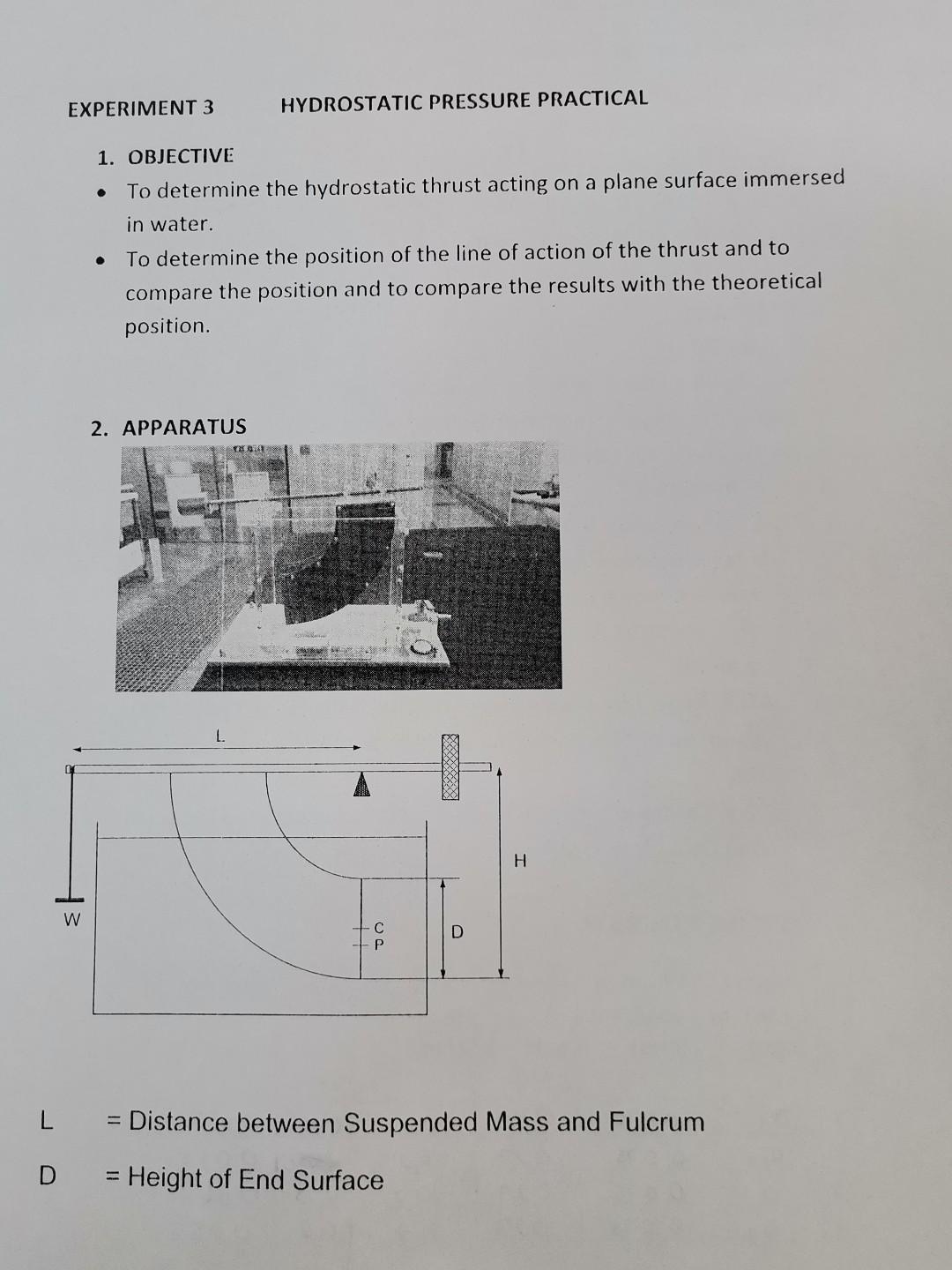 Solved L D EXPERIMENT 3 W 1. OBJECTIVE To determine the | Chegg.com