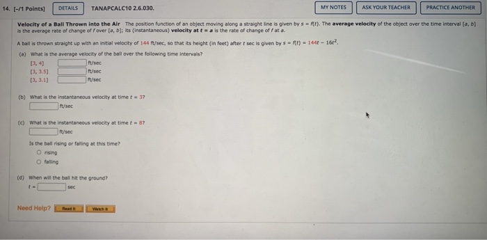 Solved 14. (-/1 Points) DETAILS TANAPCALC10 2.6.030. MY | Chegg.com Solved 14. (-/1 Points) DETAILS TANAPCALC10 2.6.030. MY | Chegg.com