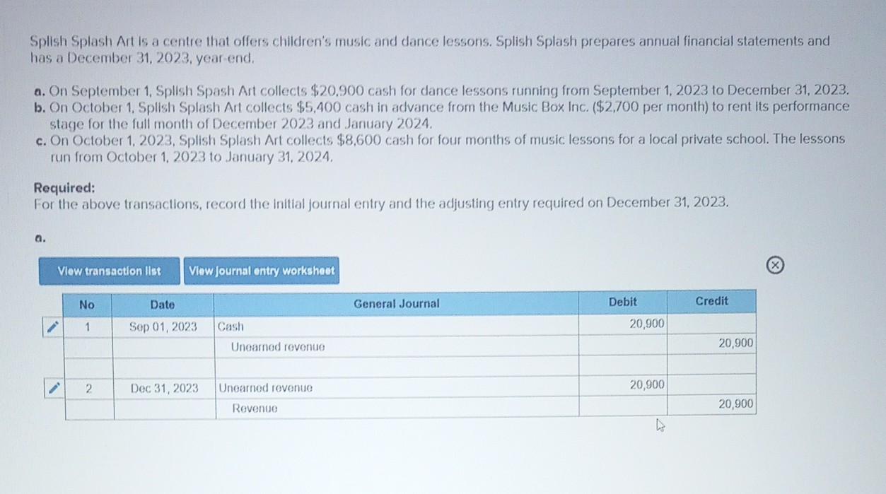 Solved Splish Splash Art is a centre that offers children's | Chegg.com