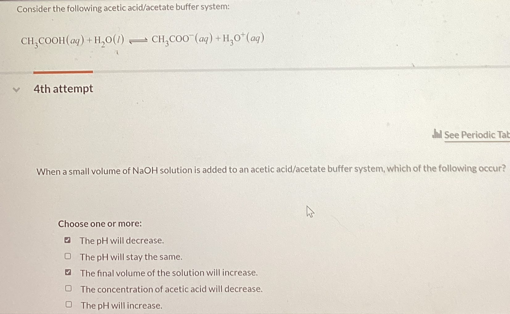 Solved Consider the following acetic acid/acetate buffer | Chegg.com