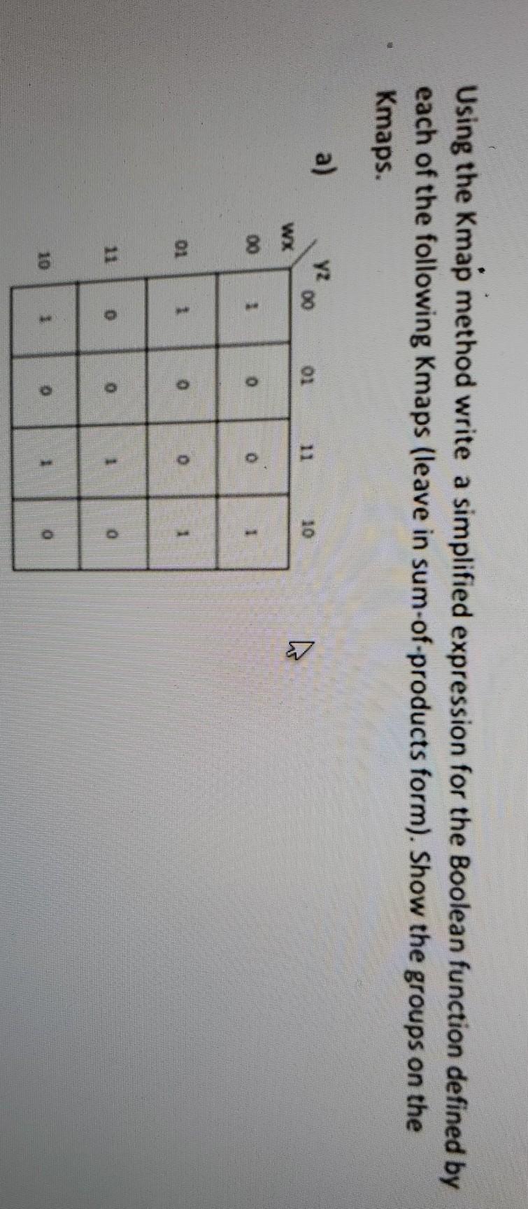 Solved Using the Kmap method write a simplified expression | Chegg.com