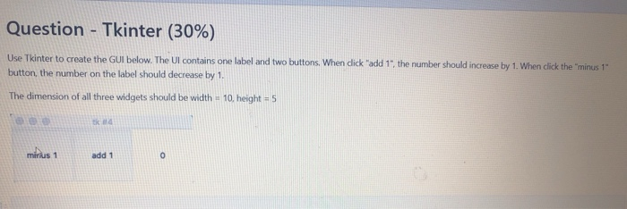Solved Question - Tkinter (30%) Use Tkinter to create the | Chegg.com
