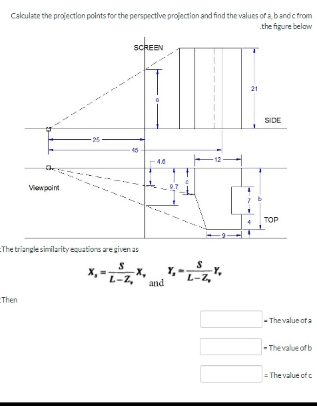 Solved Calculate the projection points for the perspective | Chegg.com