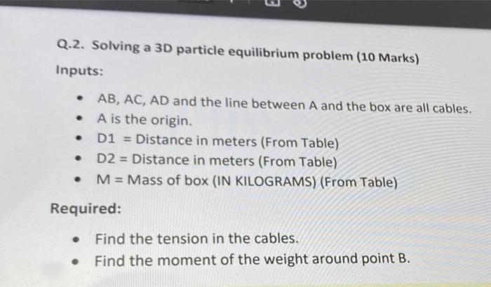 Solved Q.2. Solving a 3D particle equilibrium problem (10 | Chegg.com