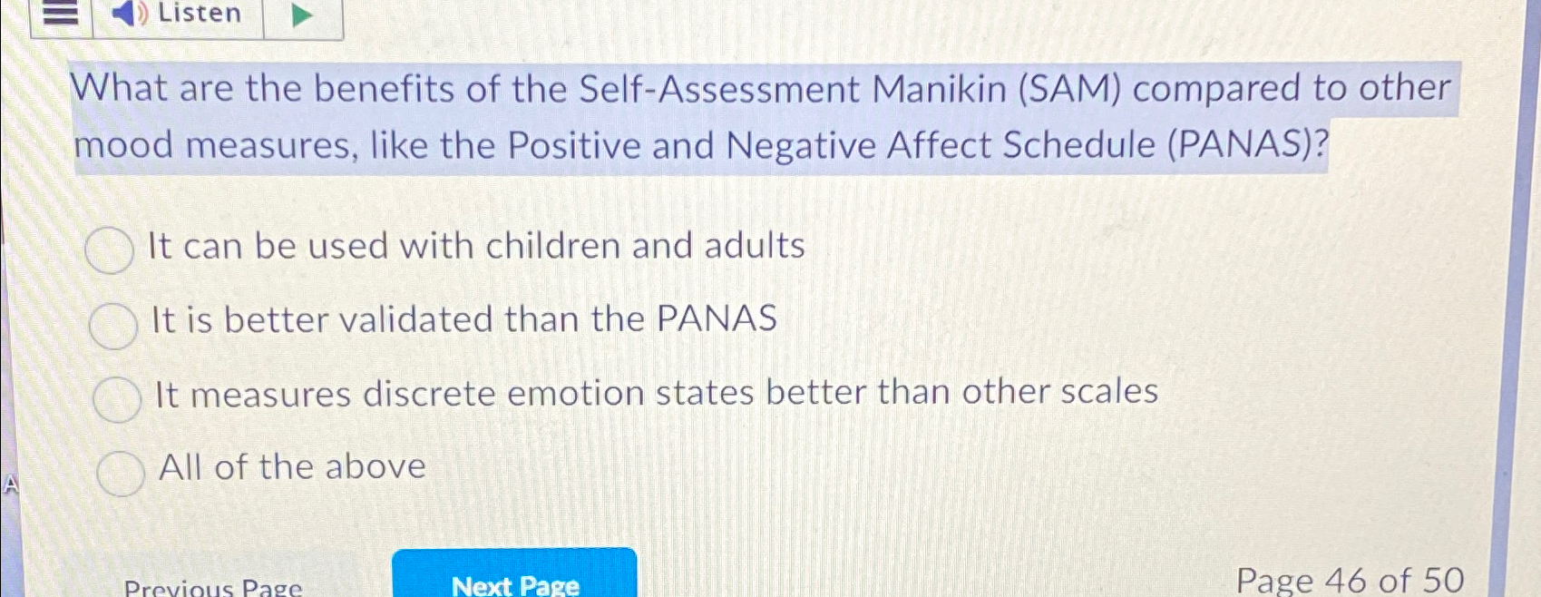 Solved ListenWhat are the benefits of the Self-Assessment | Chegg.com