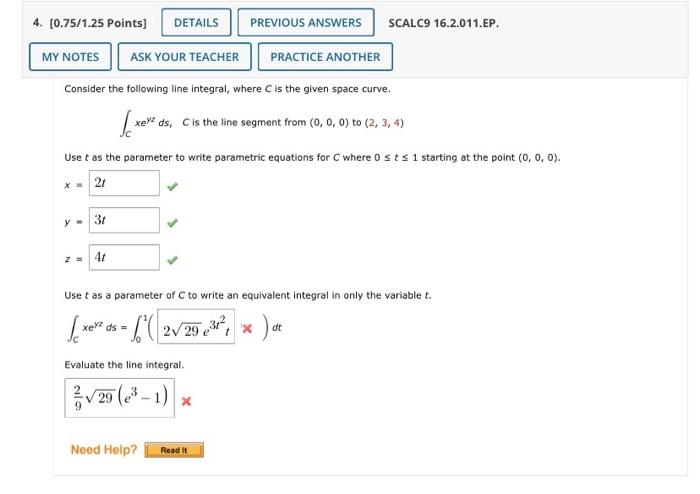 Solved 4. (0.75/1.25 Points) DETAILS PREVIOUS ANSWERS SCALC9 | Chegg.com