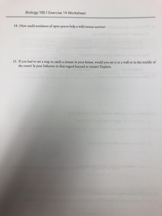 Solved Biology 100 / Exercise 14 Worksheet 14. How could | Chegg.com