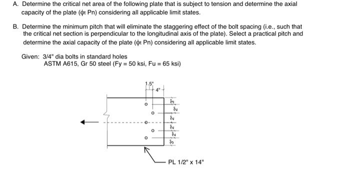 Solved A. Determine the critical net area of the following | Chegg.com Solved A. Determine the critical net area of the following | Chegg.com