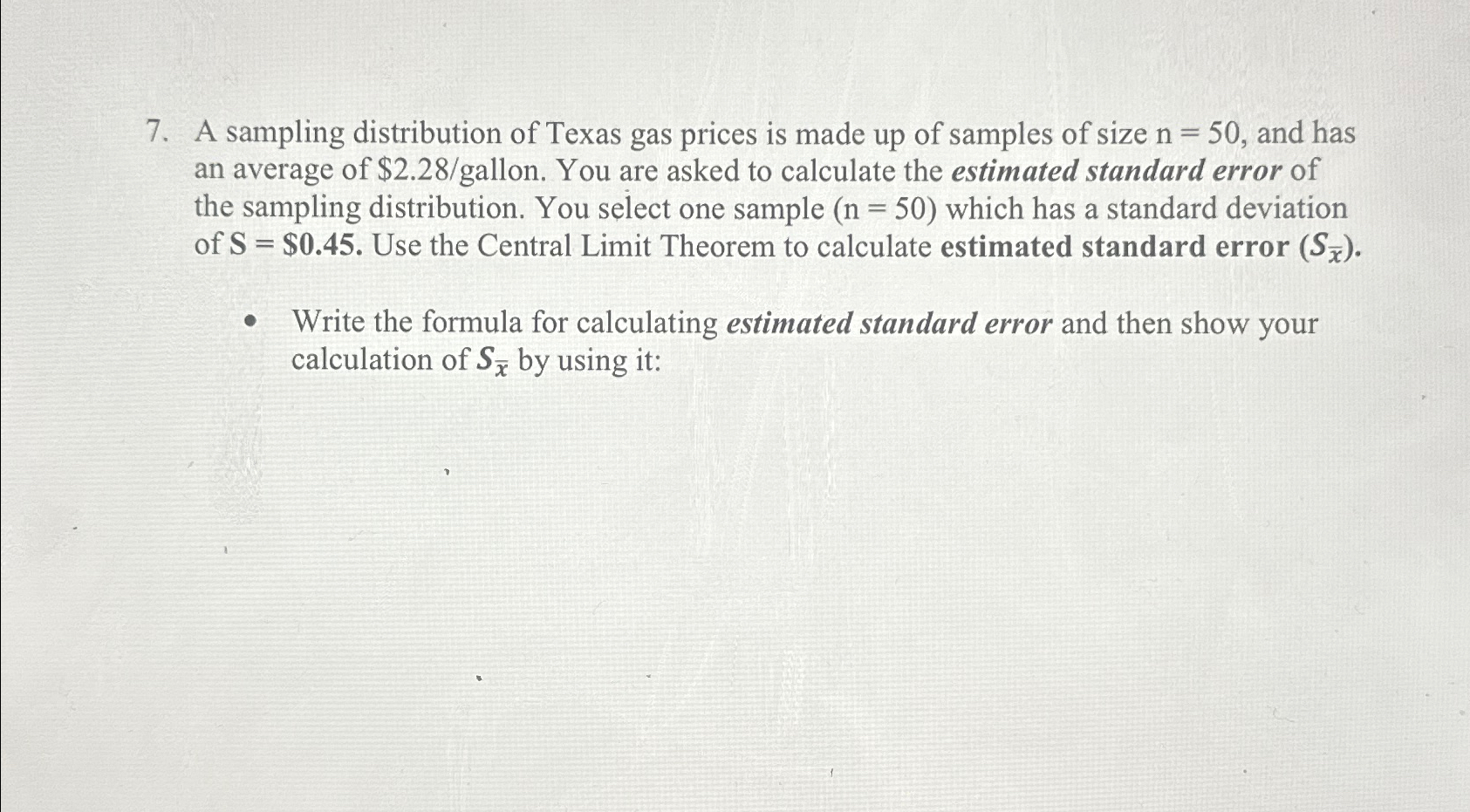 Solved A sampling distribution of Texas gas prices is made | Chegg.com