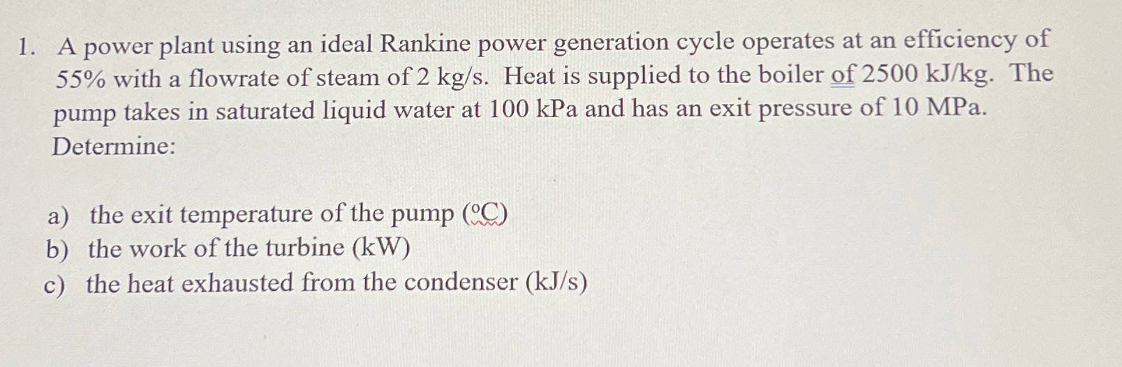 Solved A power plant using an ideal Rankine power generation | Chegg.com