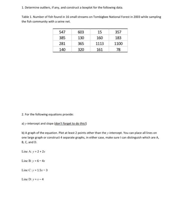 Solved 1. Determine outliers, if any, and construct a | Chegg.com