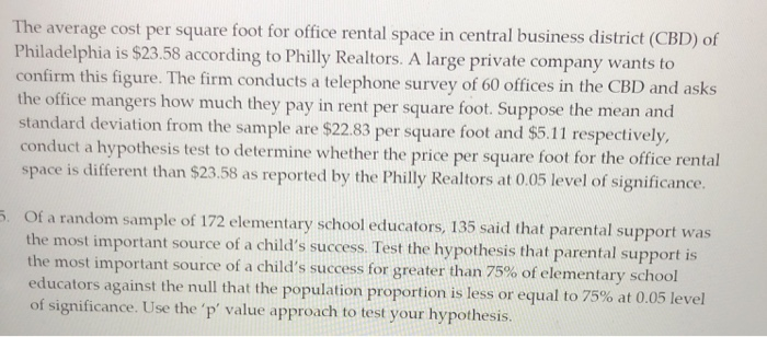 Solved The Average Cost Per Square Foot For Office Rental Chegg solved-the-average-cost-per-square-foot-for-office-rental-chegg