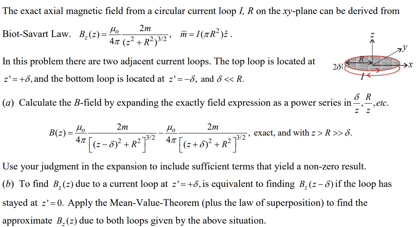 Solved The exact axial magnetic field from a circular | Chegg.com
