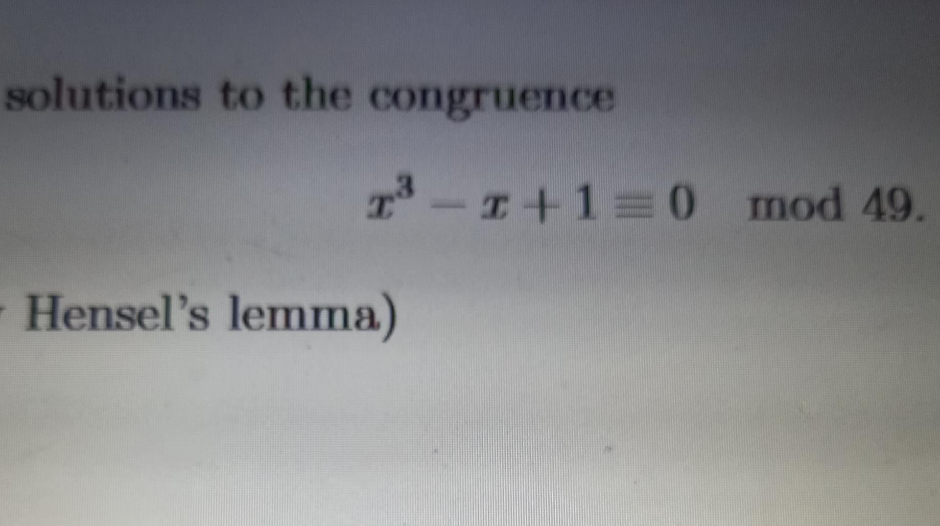 Solved solutions to the congruence ? - 1+1=0 mod 49 2 y | Chegg.com