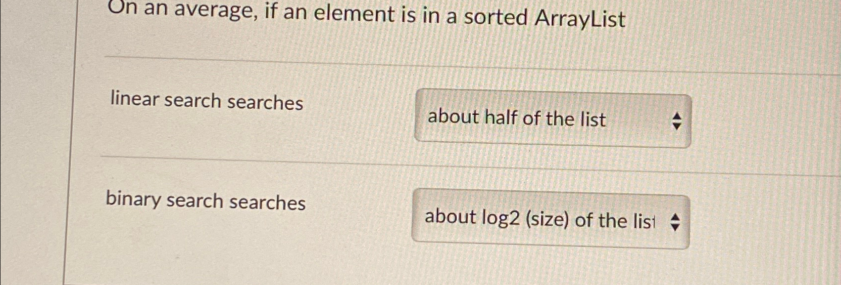Solved On an average, if an element is in a sorted | Chegg.com