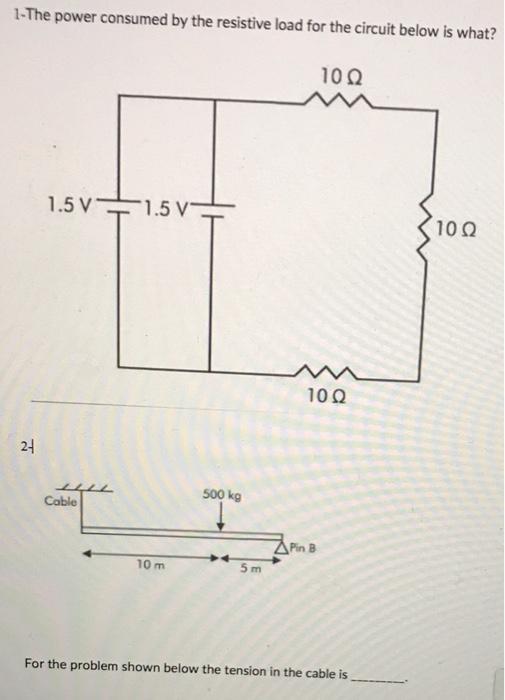 Solved 1-The power consumed by the resistive load for the | Chegg.com