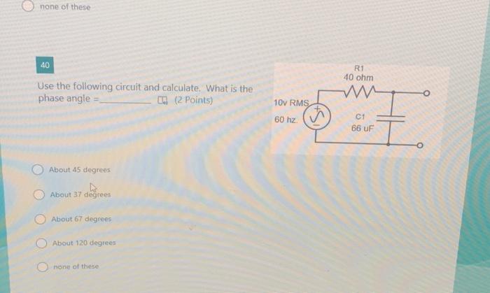 Solved 40 Use the following circuit and calculate. What is | Chegg.com