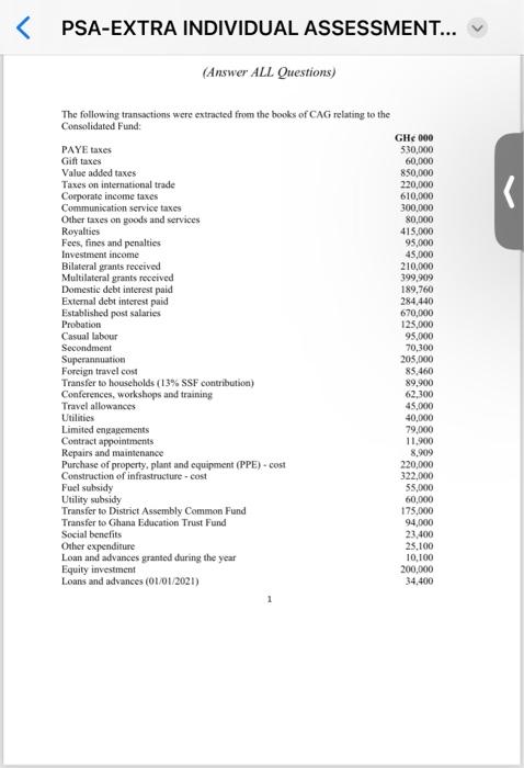 Solved PSA-EXTRA INDIVIDUAL ASSESSMENT... (Answer ALL | Chegg.com
