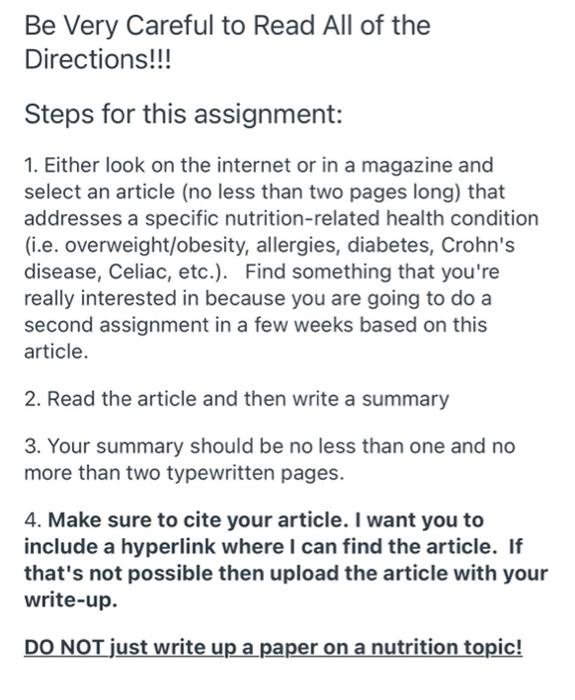 Solved Be Very Careful to Read All of the Directions!!! | Chegg.com
