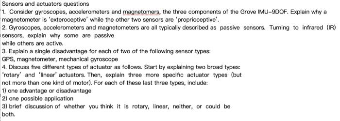 Solved Sensors and actuators questions 1. Consider | Chegg.com
