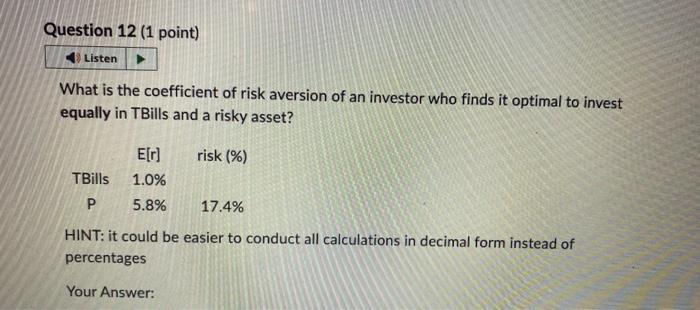 What is the coefficient of risk aversion of an | Chegg.com