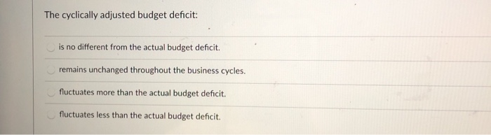 Solved The cyclically adjusted budget deficit: is no | Chegg.com