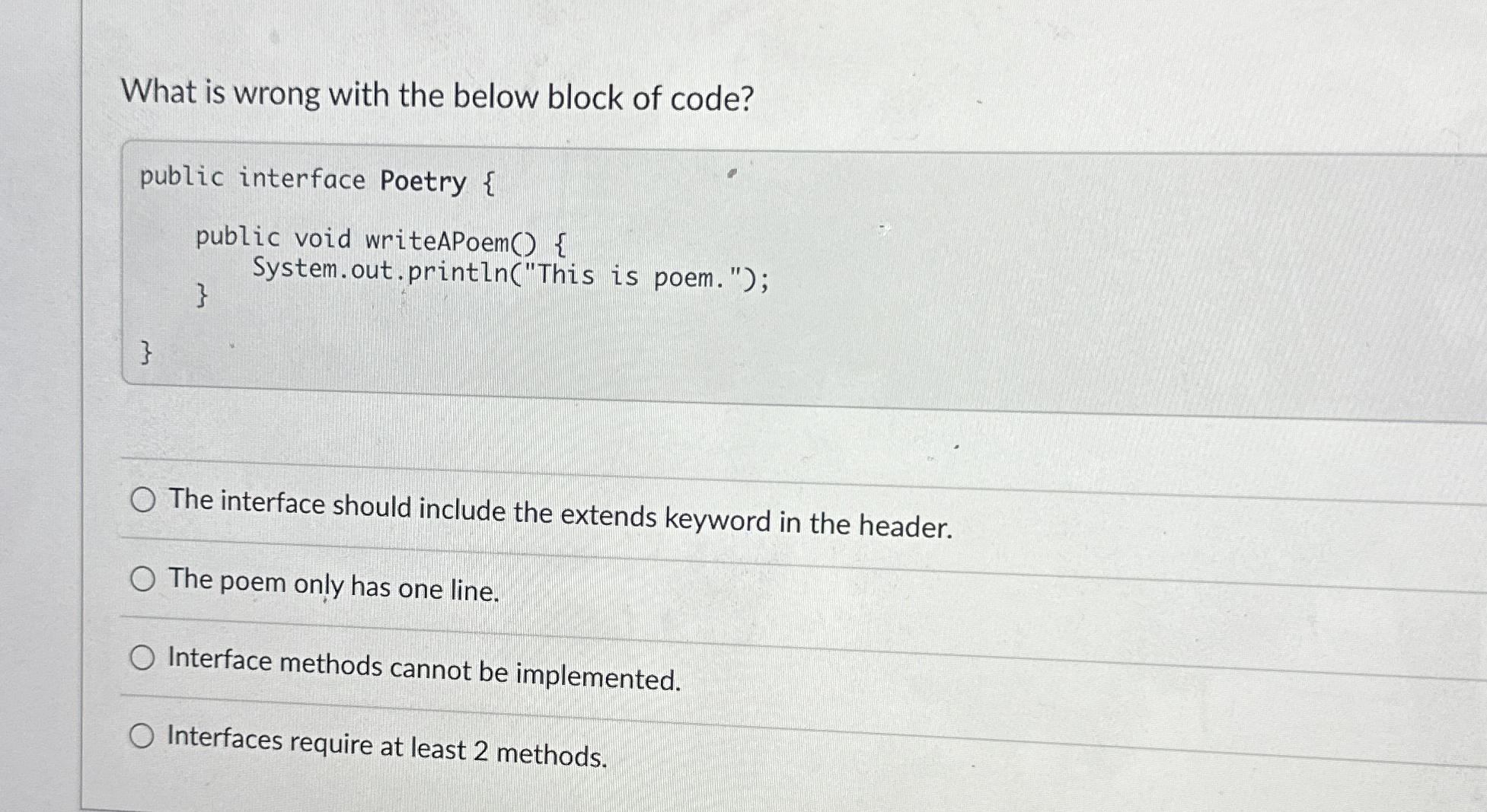 Solved What is wrong with the below block of code?The | Chegg.com