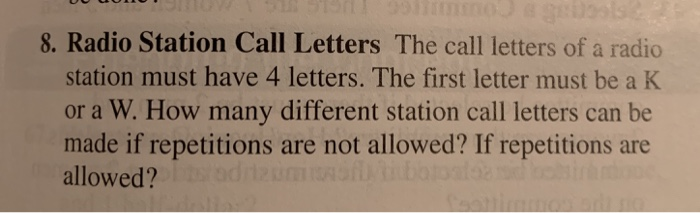 Solved 8. Radio Station Call Letters The call letters of a | Chegg.com