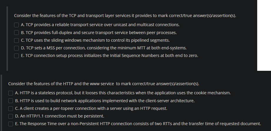 Consider the features of the TCP and transport layer | Chegg.com