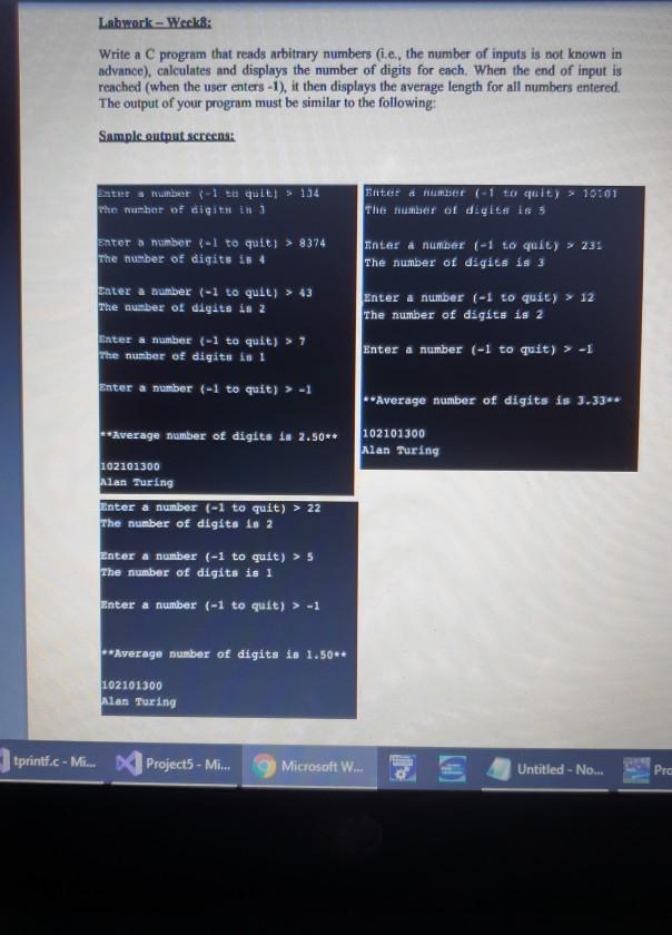 Solved Labwork - Weck: Write a C program that reads | Chegg.com