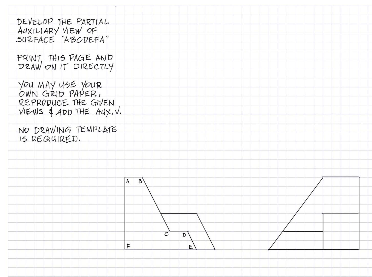 Solved DEVELOP THE PARTIAL AUXILIARY VIEW OF SURFACE | Chegg.com