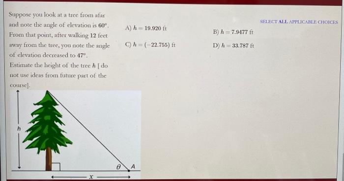 Solved Suppose you look at a tree from afar and note the | Chegg.com