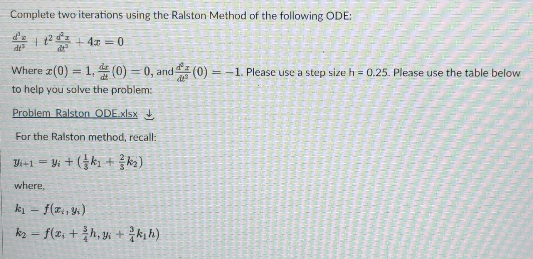 Solved d²z Complete two iterations using the Ralston Method | Chegg.com