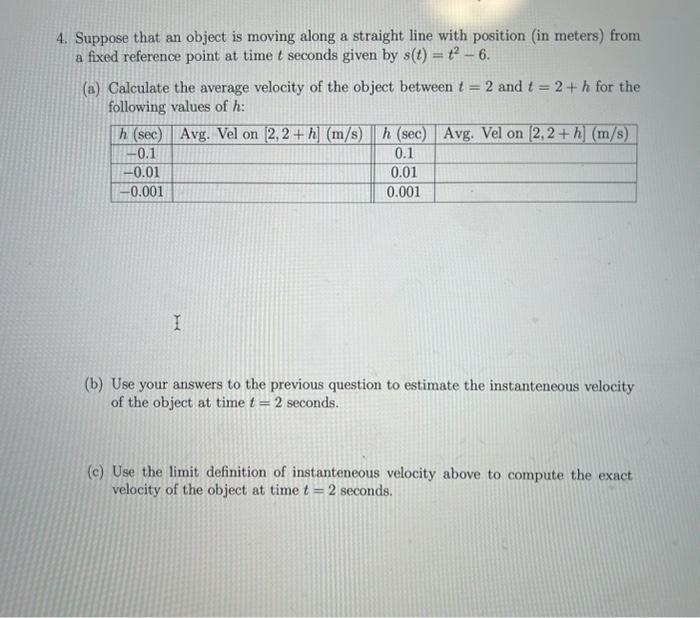Solved 4. Suppose that an object is moving along a straight | Chegg.com
