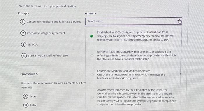 Solved Match the term with the appropriate definition. | Chegg.com