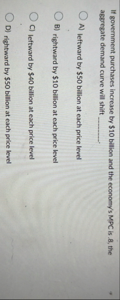 Solved If government purchases increase by $10 ﻿billion and | Chegg.com