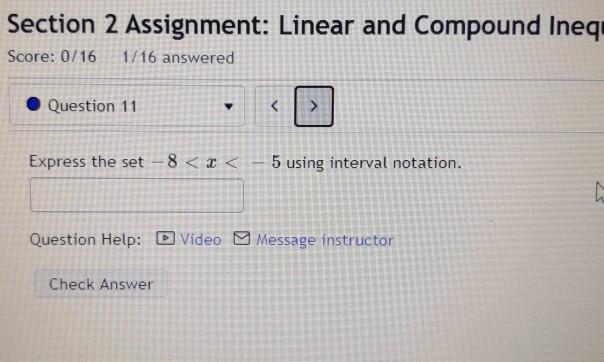 Solved Section 2 Assignment: Linear and Compound Inequ | Chegg.com