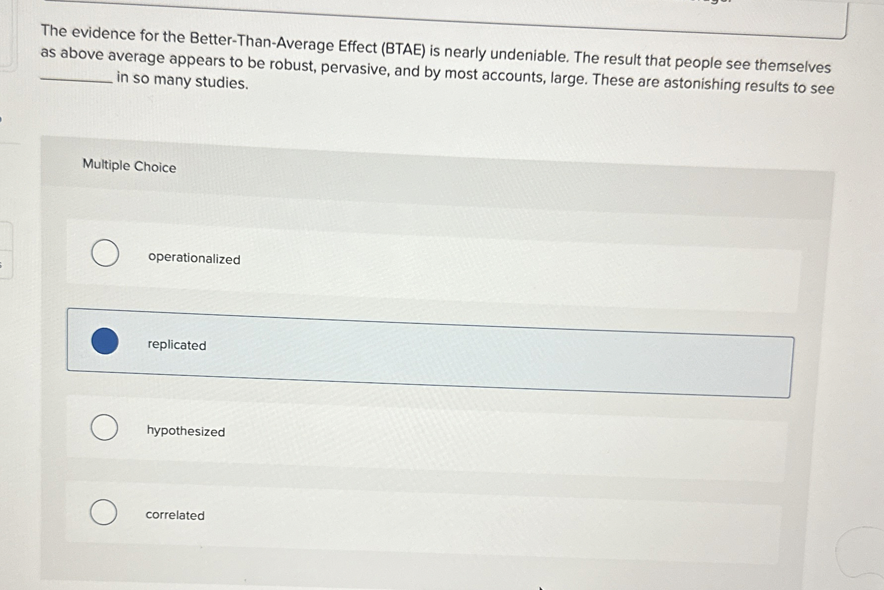 Solved The evidence for the Better-Than-Average Effect | Chegg.com