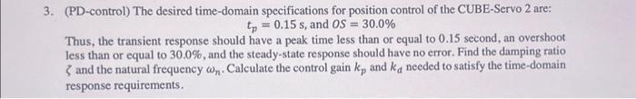 Solved 1. (P-Control) Find kp as a function of ωn and ζ. | Chegg.com