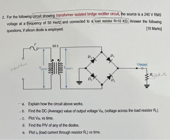 Solved 2. For the following circuit showing transformer | Chegg.com