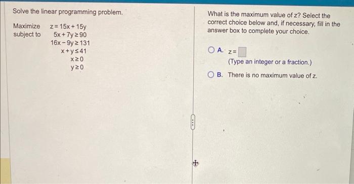 Solved Solve the linear programming problem. What is the | Chegg.com