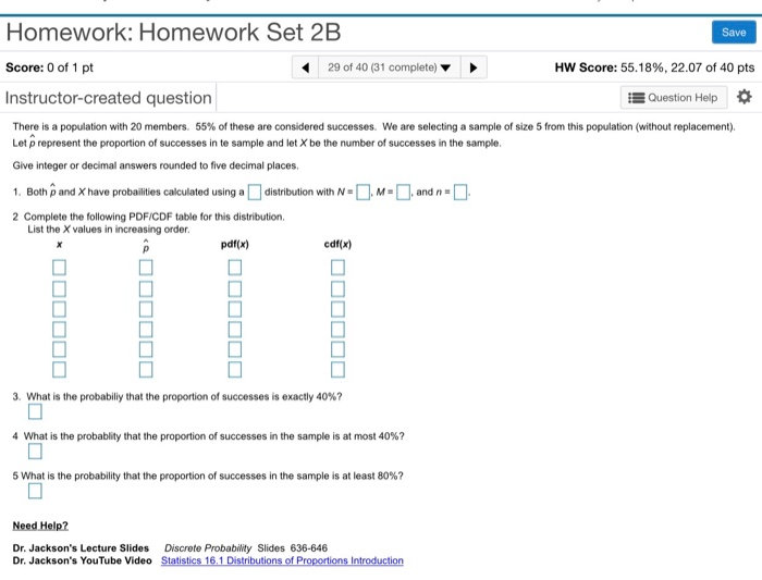 Homework: Homework Set 2B Save 29 of 40 (31 complete) | Chegg.com