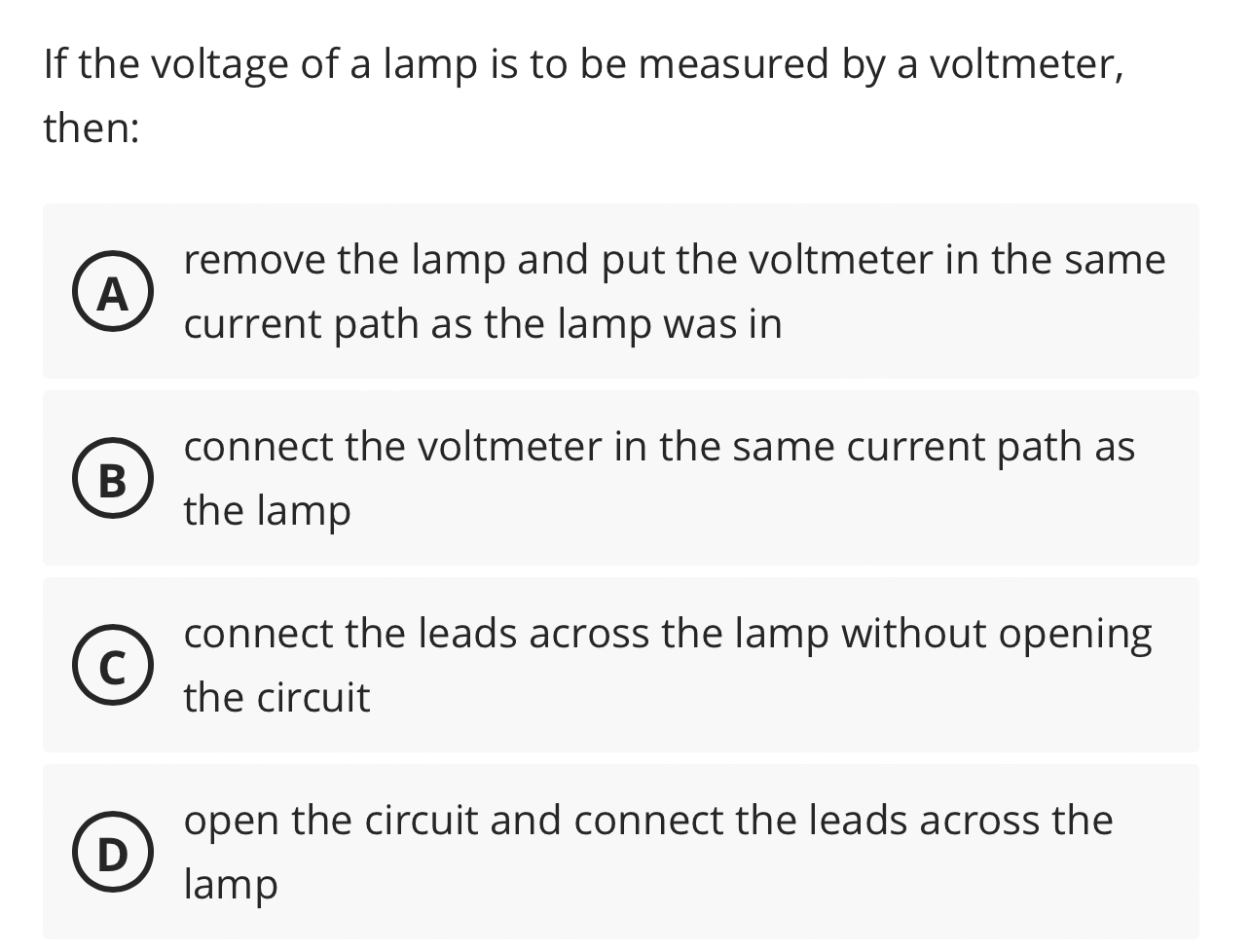 Solved If the voltage of a lamp is to be measured by a | Chegg.com