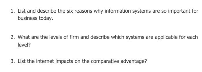 Solved 1. List and describe the six reasons why information | Chegg.com