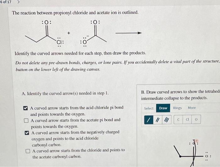 6 of 17 > The reaction between propionyl chloride and | Chegg.com
