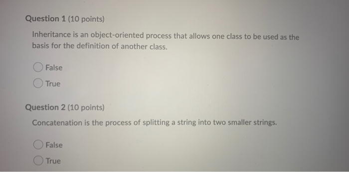 Solved Question 1 (10 points) Inheritance is an | Chegg.com