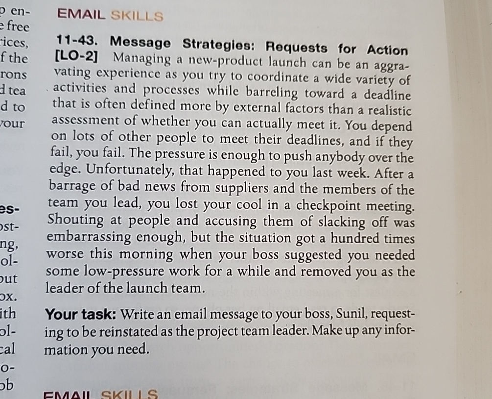 Solved EMAIL SKILLS11-43. ﻿Message Strategies: Requests for | Chegg.com