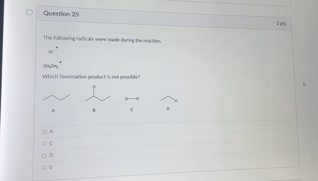 Solved Question 252 ptsThe following radicals were made | Chegg.com Solved Question 252 ptsThe following radicals were made | Chegg.com